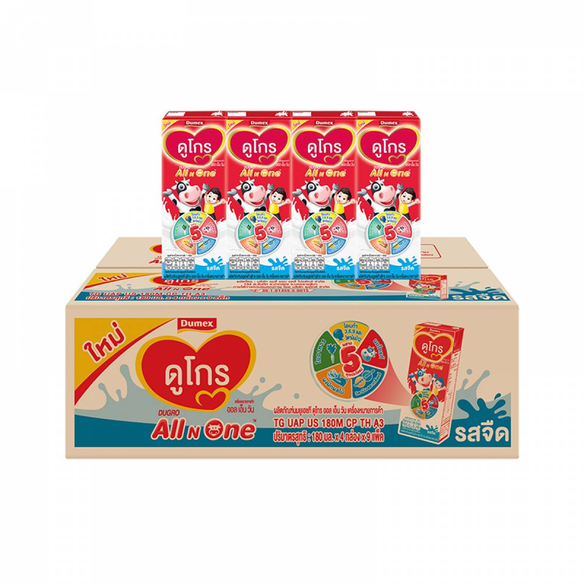DUGRO ALL N 1 UHT MILK PLAIN 180 ML X 36 BOXES